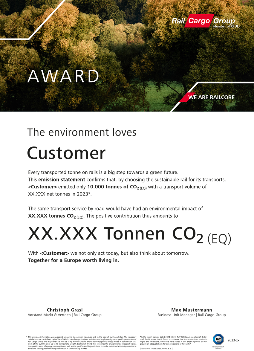 Environment certificate - Rail Cargo Group